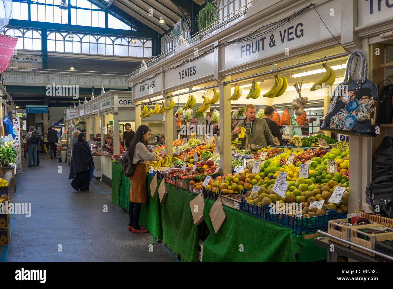 Cardiff central Market Cardiff Wales UK Yeates Fruit and Veg Stock ...