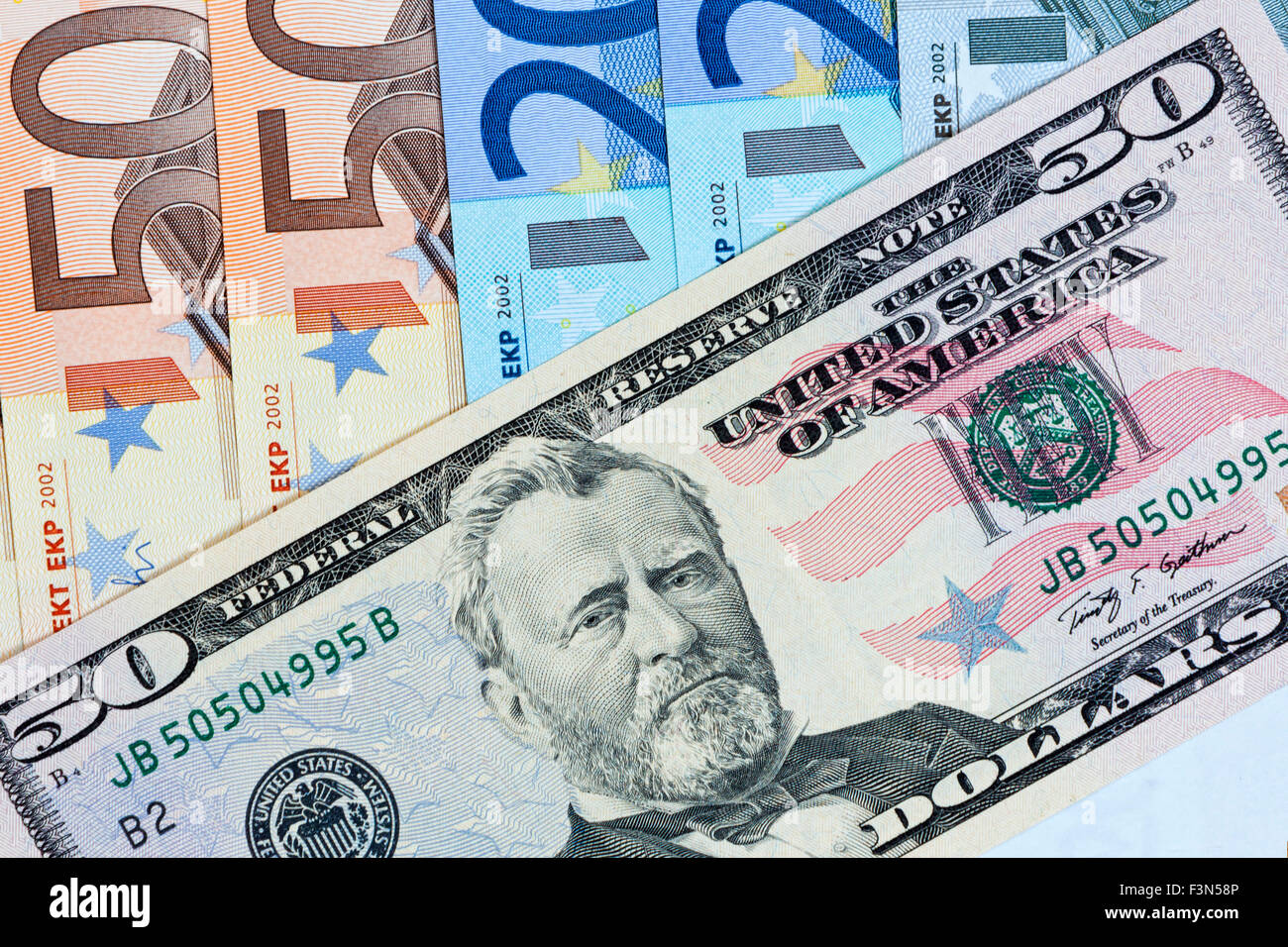 Dollars note over several euro notes as a concept of dollar strengh ...