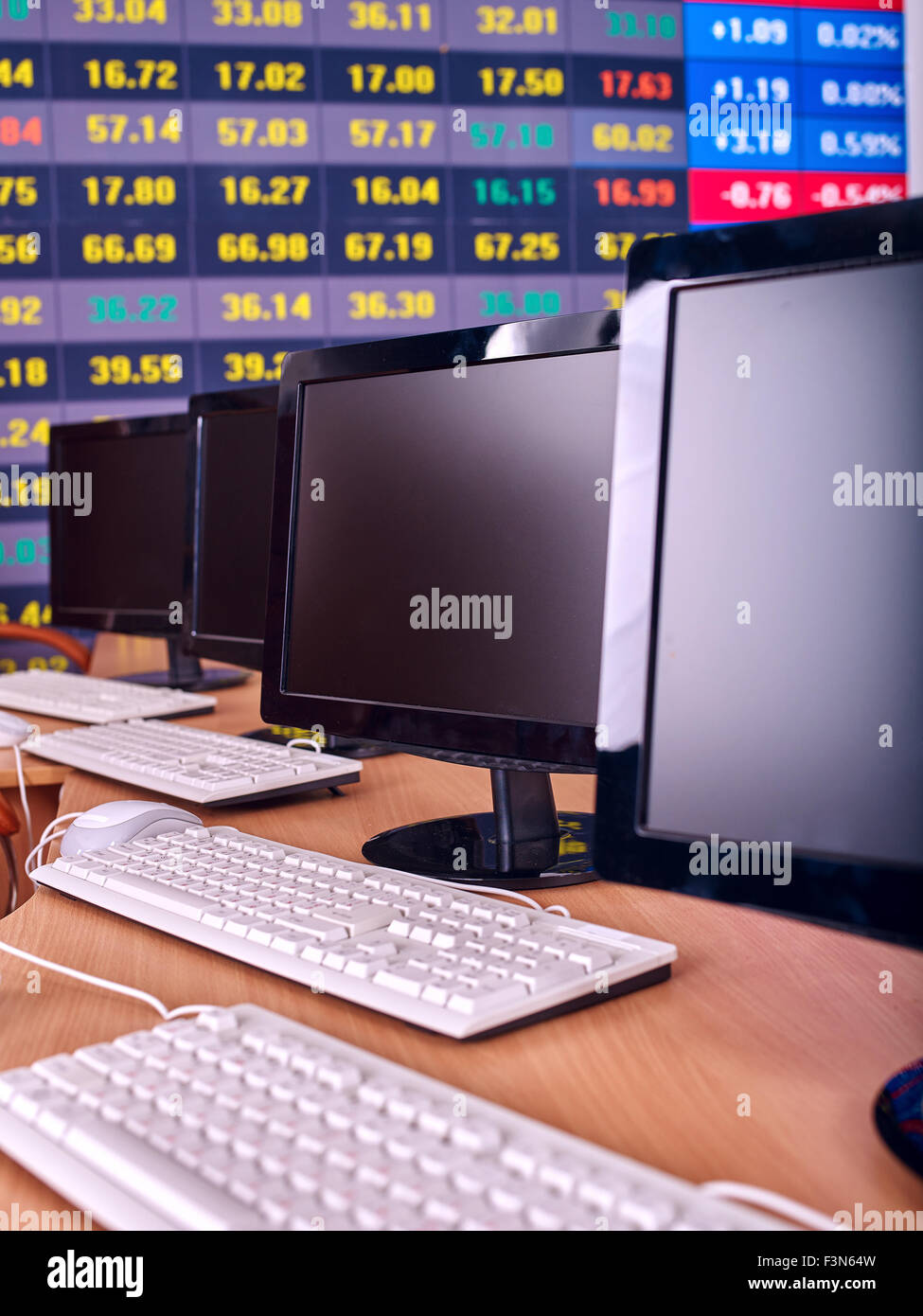 Business interior with table and pc in office Stock Photo - Alamy