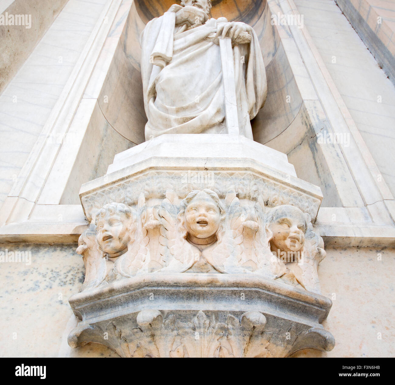 marble in old historical construction italy europe milan and statue ...