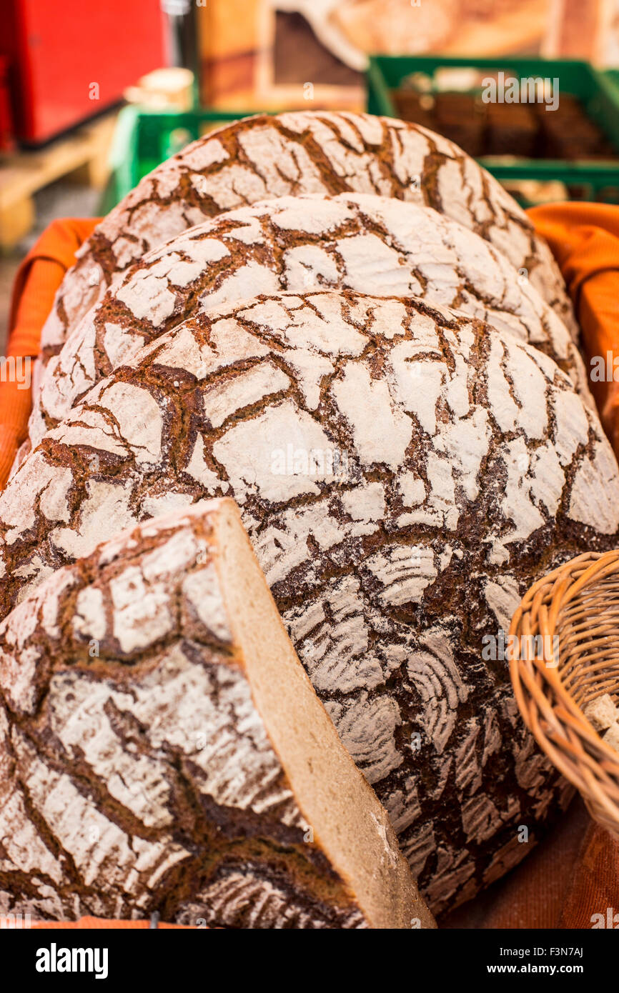 Bread for sale on display in open-air market in Tykocin Poland Stock ...