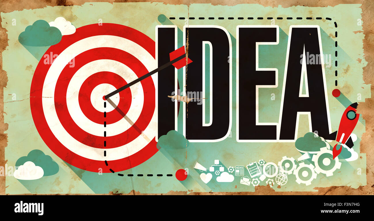 Idea - Word on Grunge Poster in Flat Design Stock Photo - Alamy