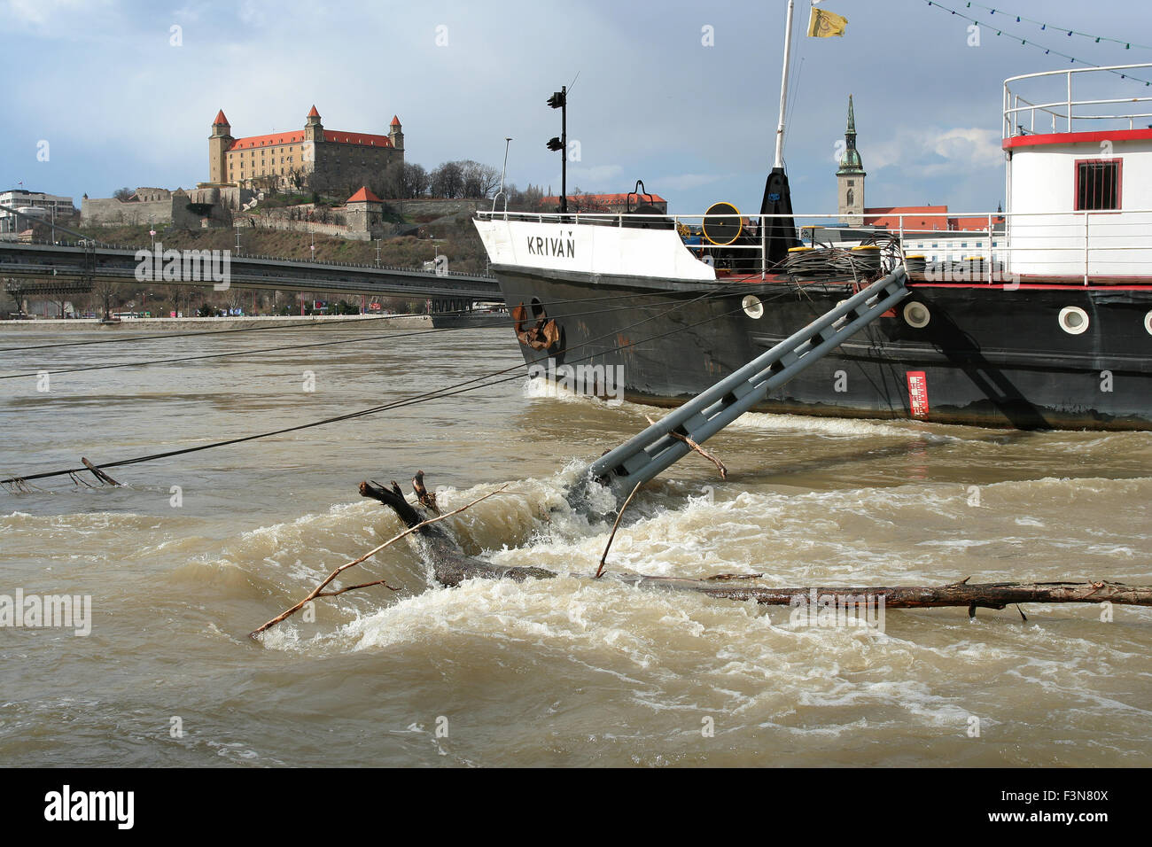 High water level on the river Danube in Bratislava in 2006, Slovakia ...