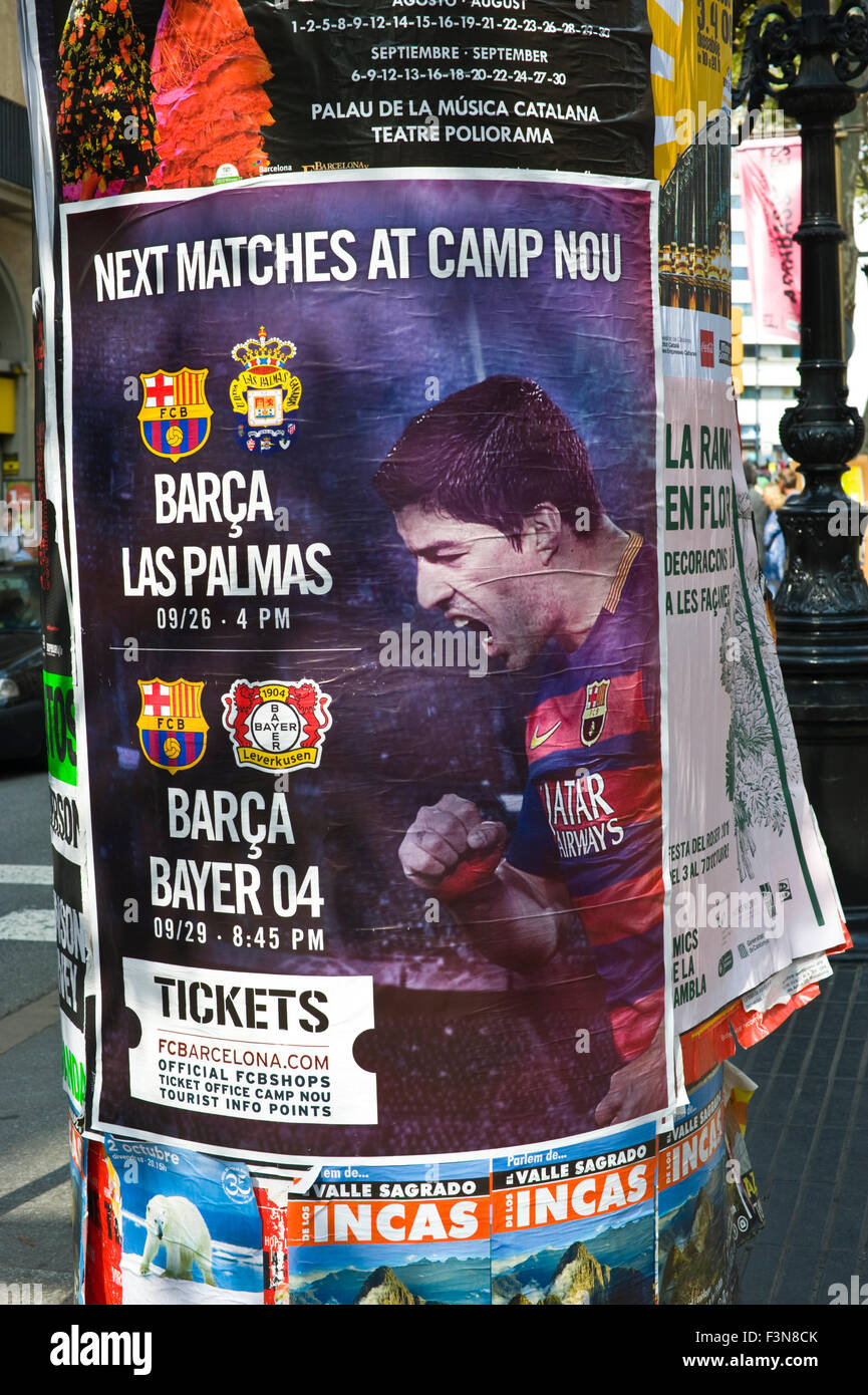 Street billboard advertising matches at Barecelona Football Club ...
