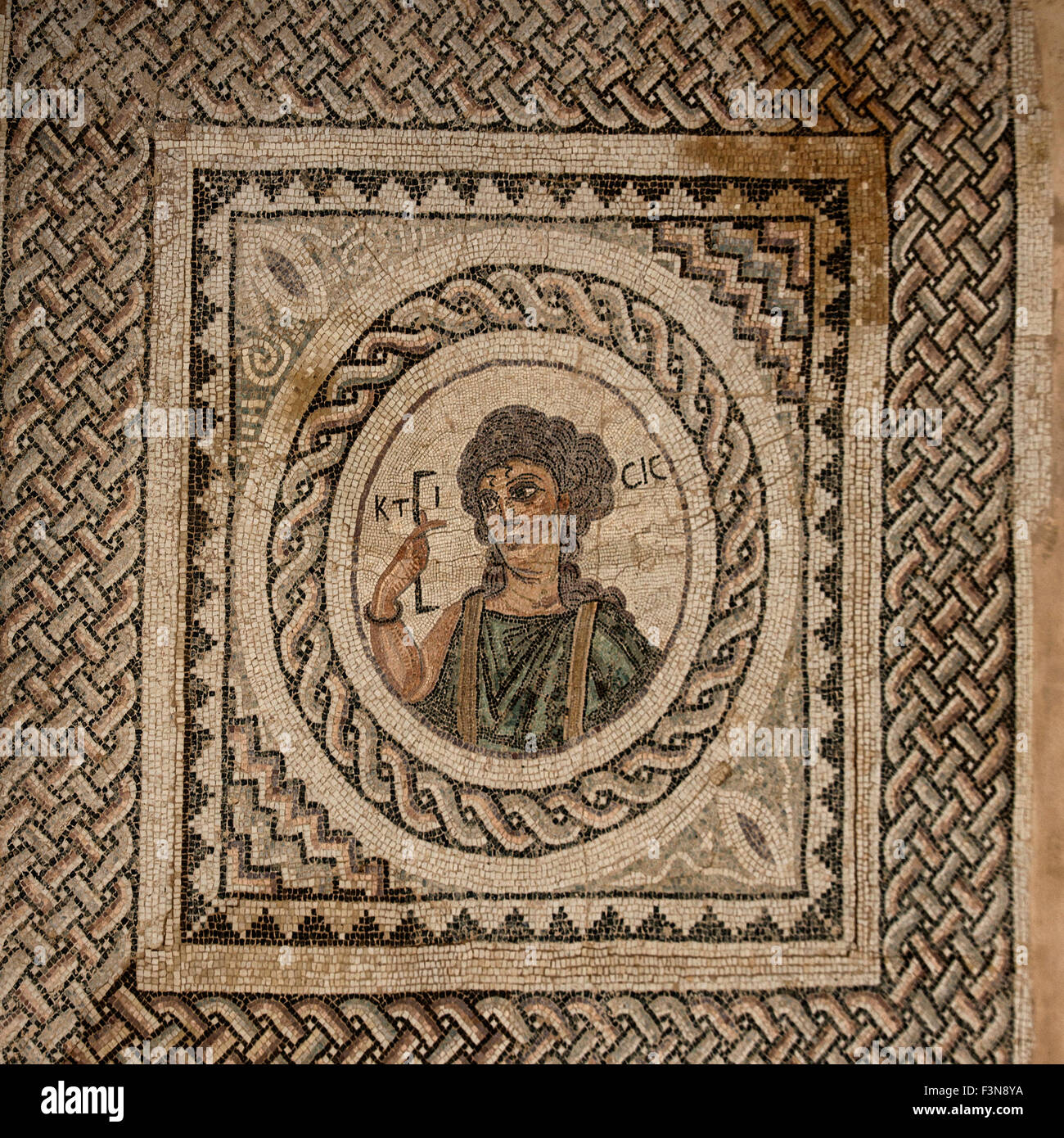 Mosaic in the frigidarium of the public baths at Curium (modern Kourion ...