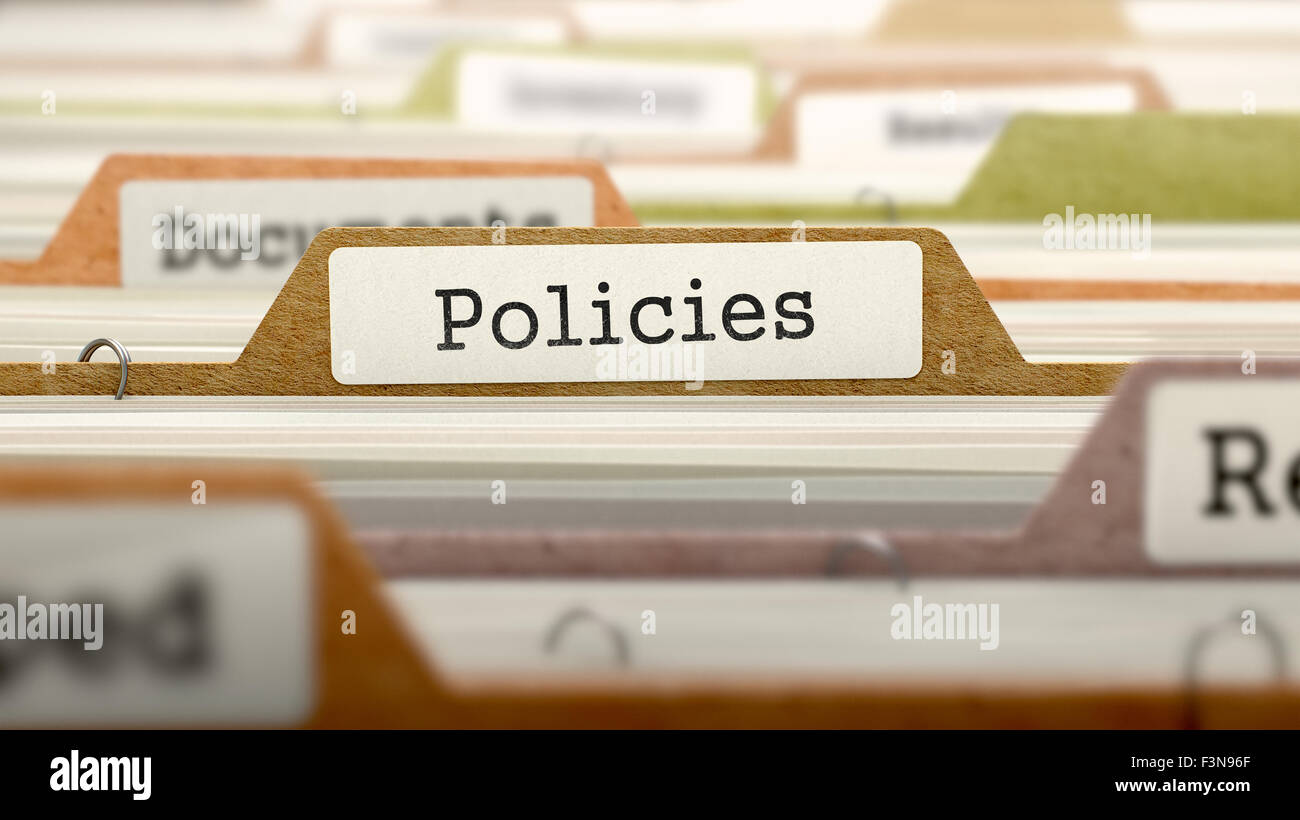 Policies Concept. Folders in Catalog Stock Photo - Alamy