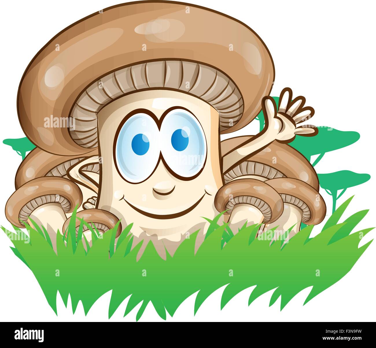 mushroom cartoon group on forest background Stock Vector Image & Art ...