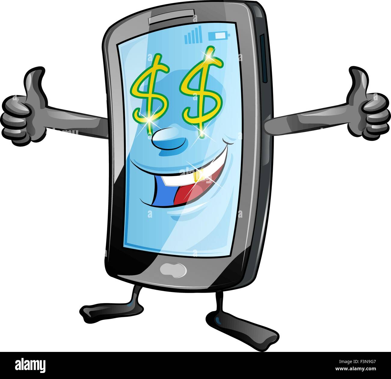 fun mobile cartoon with dollar symbol Stock Vector Image & Art - Alamy