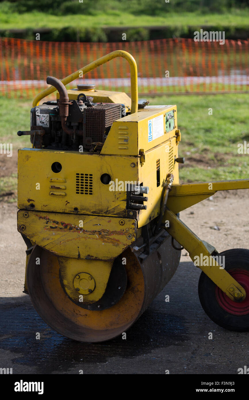 Roller used for flattening footpaths. Norfolk Broads England UK Stock ...