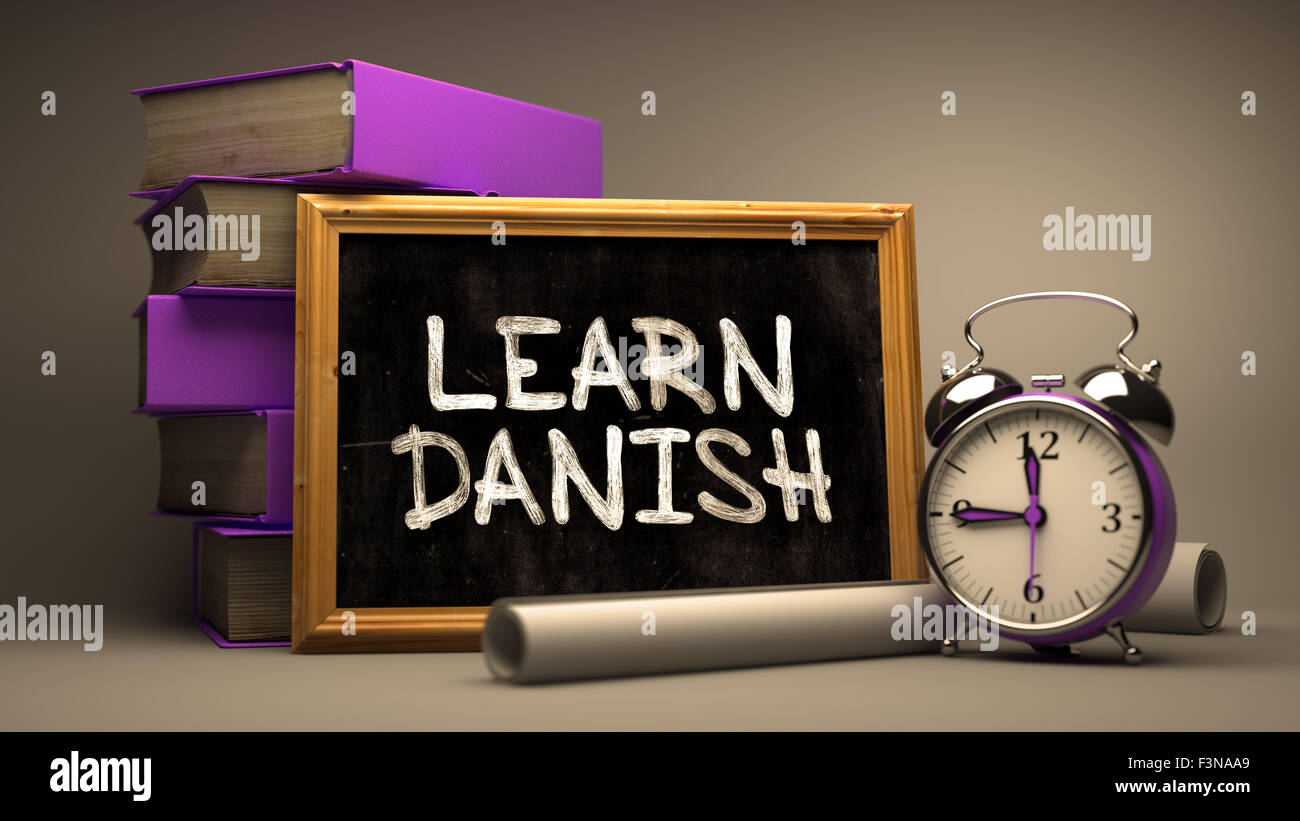 Hand Drawn Learn Danish Concept on Chalkboard Stock Photo - Alamy