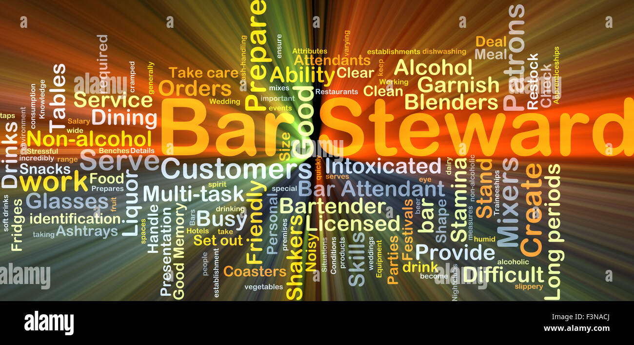 Background concept wordcloud illustration of bar steward glowing light ...