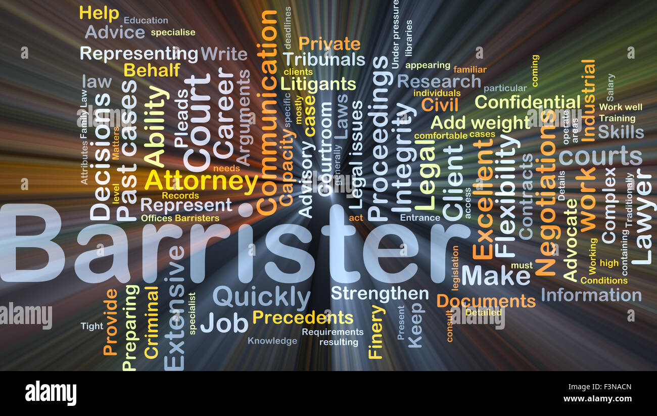 Background concept wordcloud illustration of barrister glowing light ...
