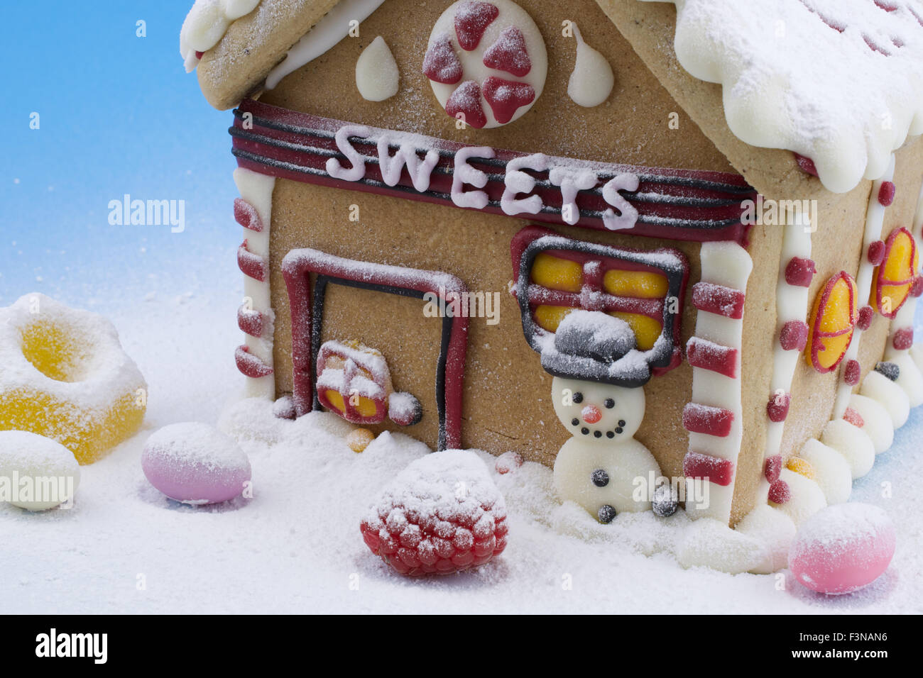 Gingerbread house and other sweets Stock Photo - Alamy
