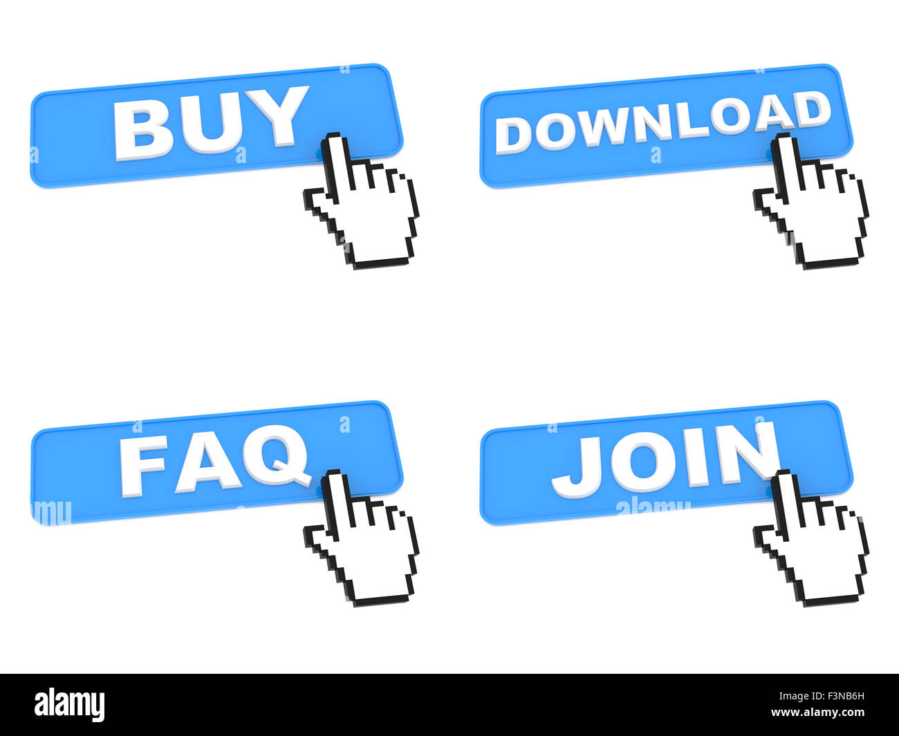 E-Commerce Concept - Web Buttons with Hand Cursor Stock Photo - Alamy