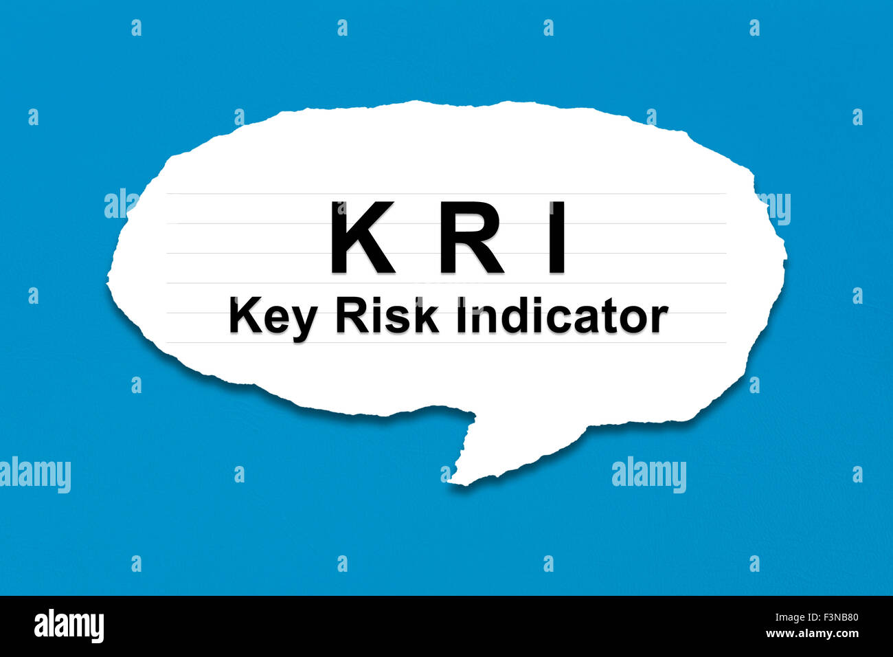 KRI or Key risk indicator with white paper tears on blue texture ...