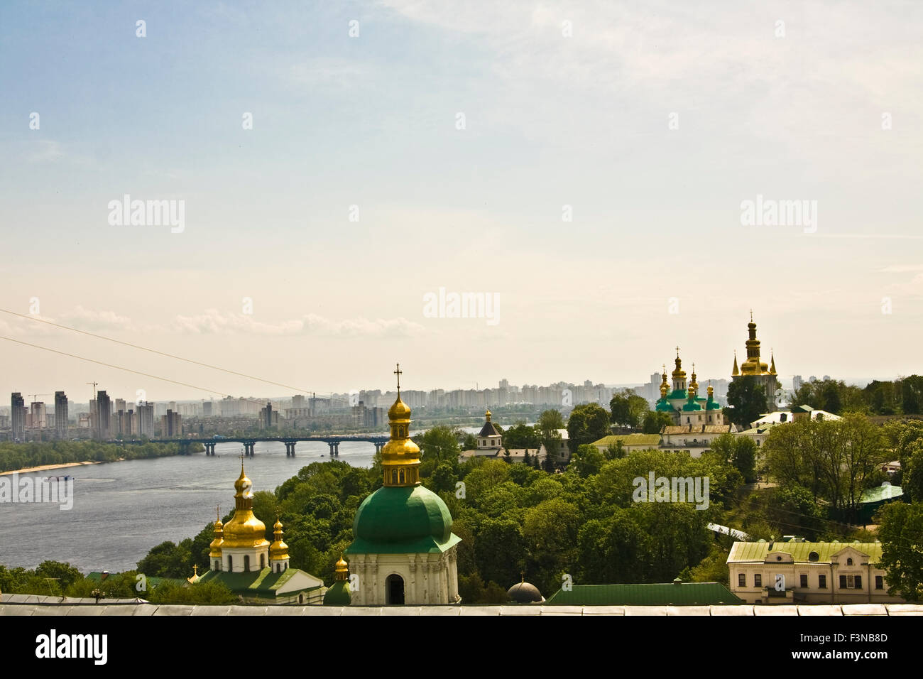Kiev, capital of Ukraine, panorama (air view) of the town with Dnepr ...