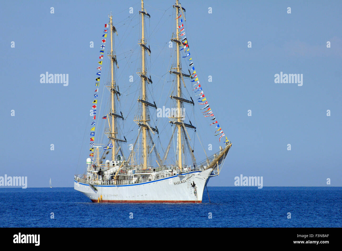 Russian Fed. Maritime State University tall ship Nadezhda, anchored ...