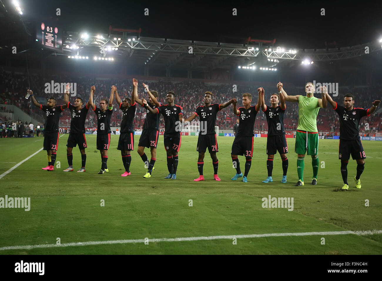 Athens, Greece- September 16, 2015: Players of Bayern Munchen celebrate ...