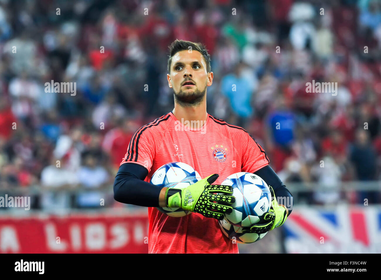 Athens, Greece- September 16, 2015: Goalkeeper Sven Ulreich holding ...