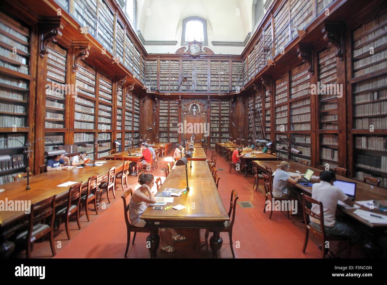 Florence, Italy. 20th July, 2015. Interior view of the library ...