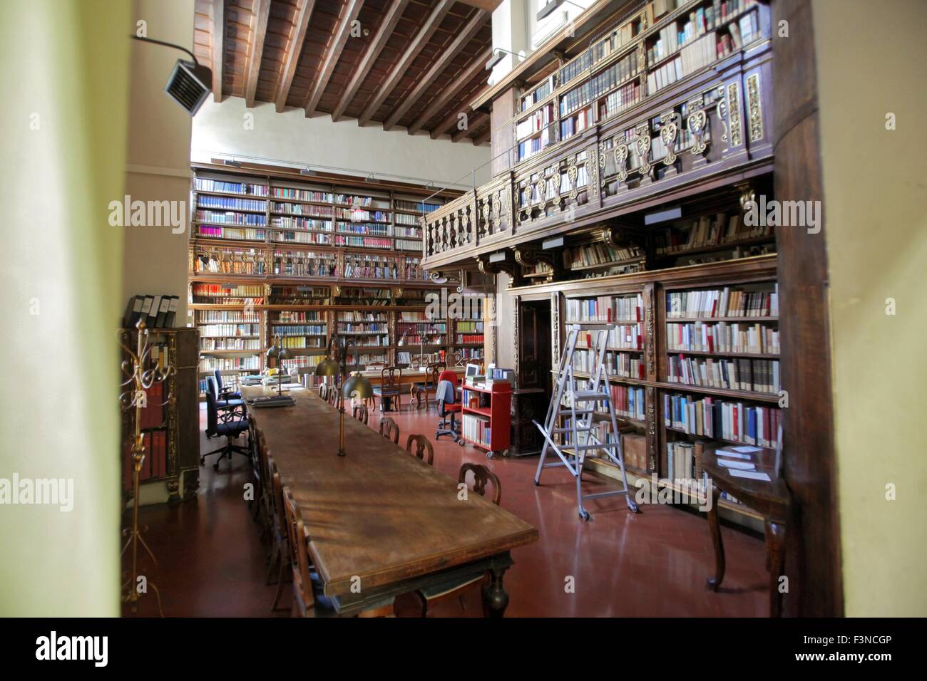 Florence, Italy. 20th July, 2015. Interior view of the library ...