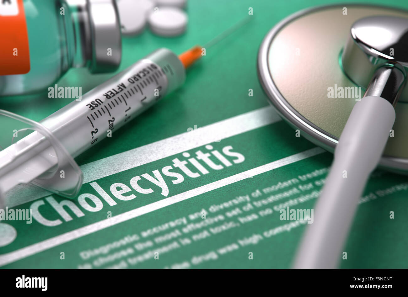 Cholecystitis. Medical Concept on Green Background Stock Photo - Alamy
