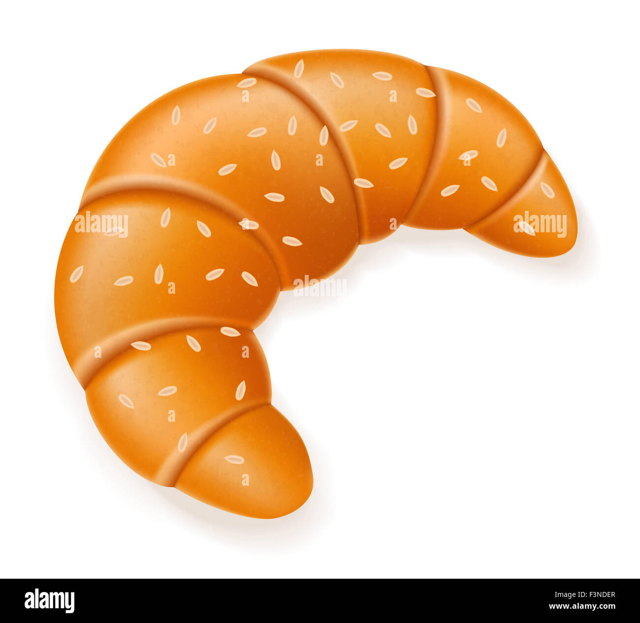crispy croissant with sesame seeds illustration isolated on white ...