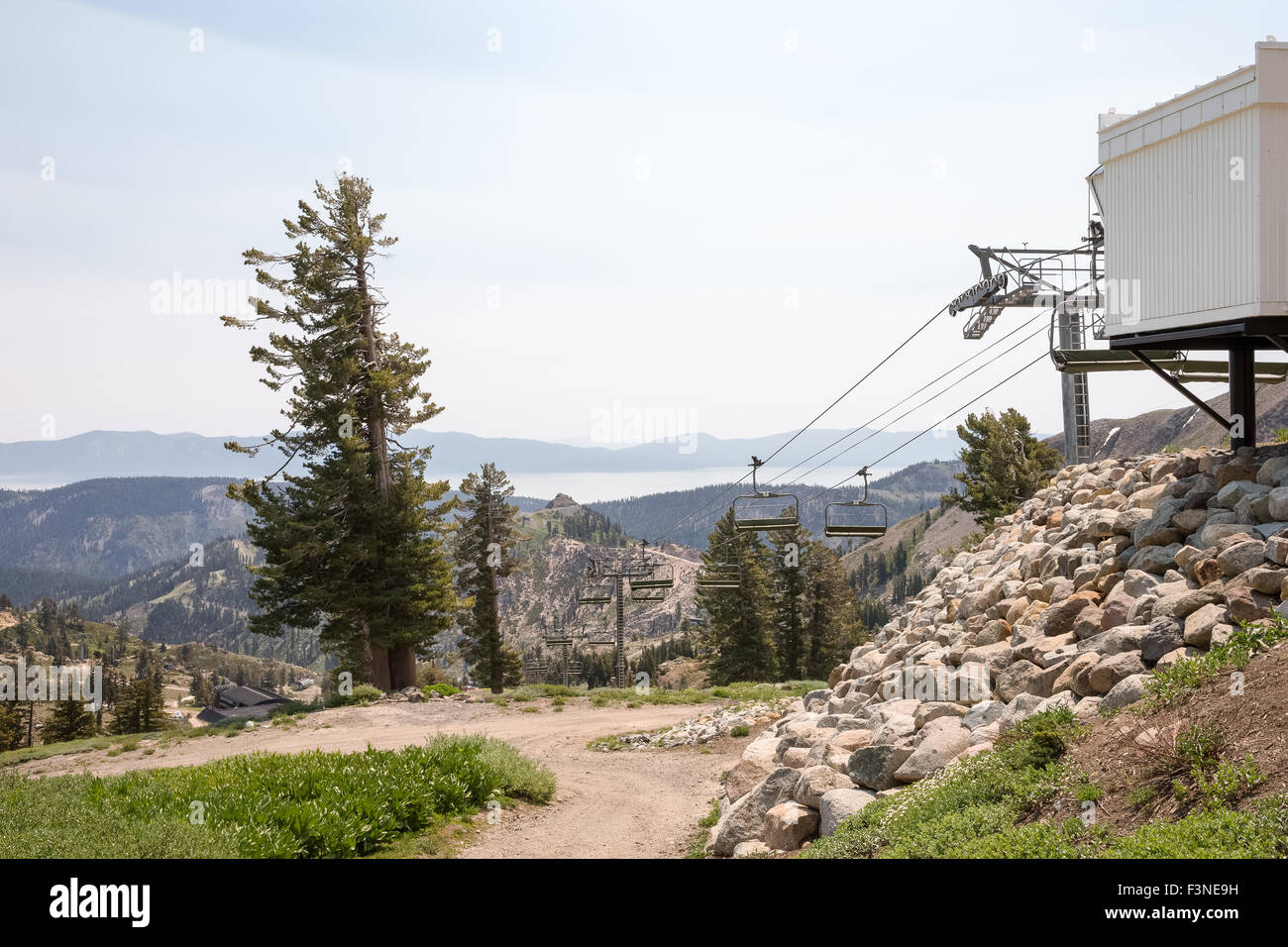Ski lift engine sitting idle during summer. Shot at Squaw Valley. Lake ...