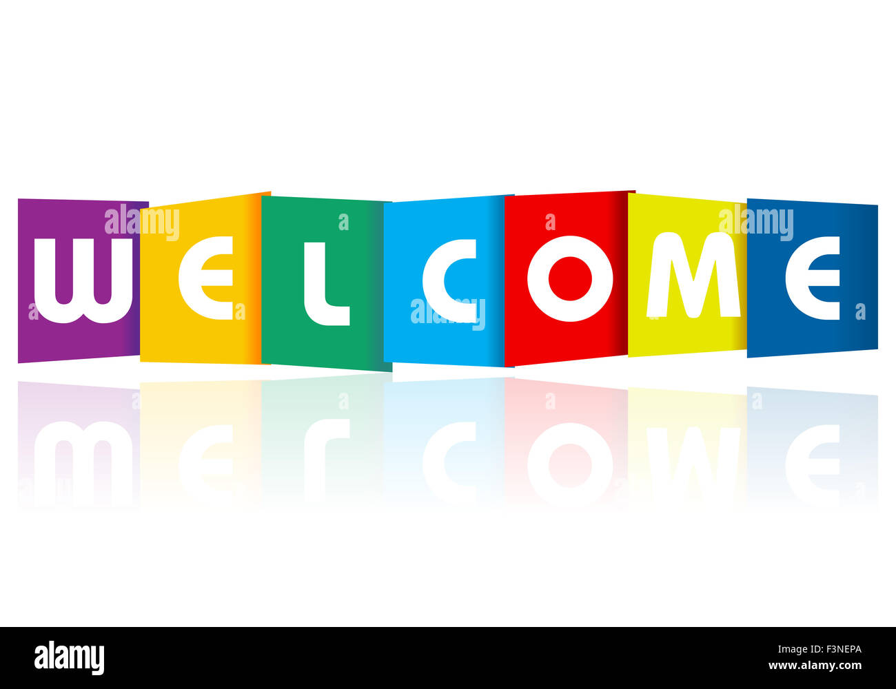 Welcome paper text on a white background Stock Photo - Alamy