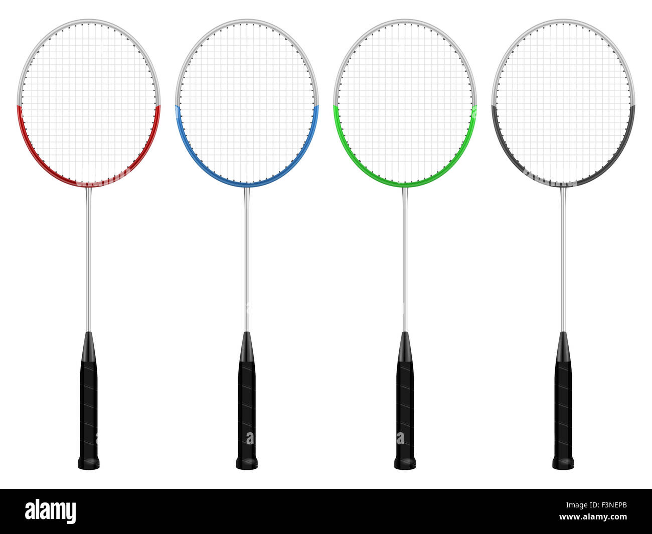 Badminton rackets set on a white background Stock Photo - Alamy