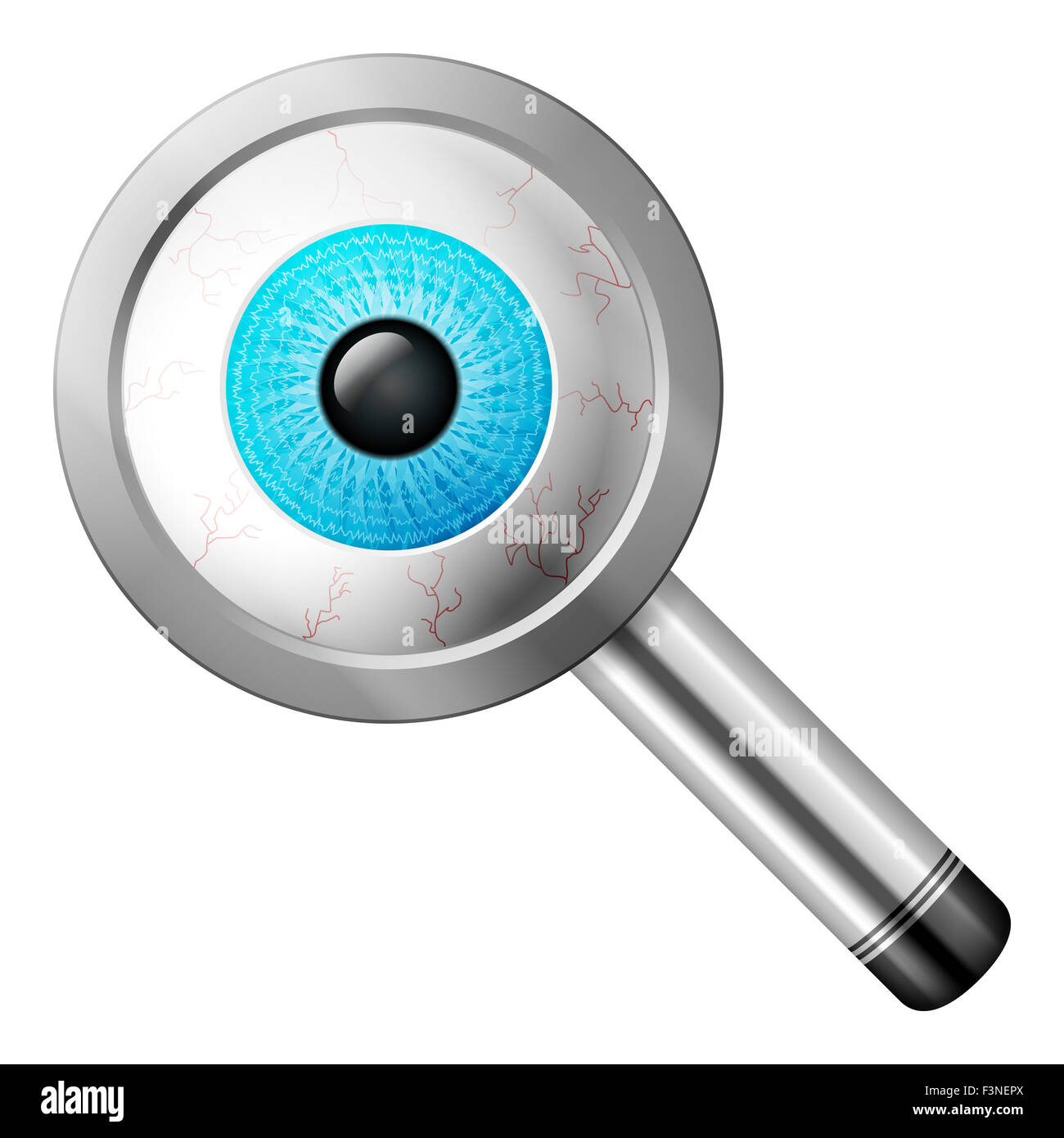 Magnifier with eye on a white background Stock Photo - Alamy