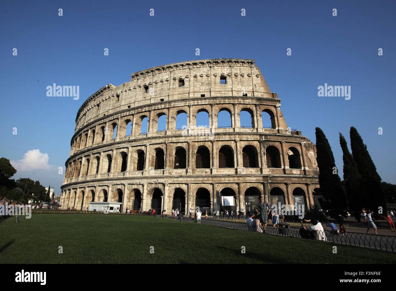 Rome, Italy. 14th July, 2015. Exterior view of the Colosseum, also ...