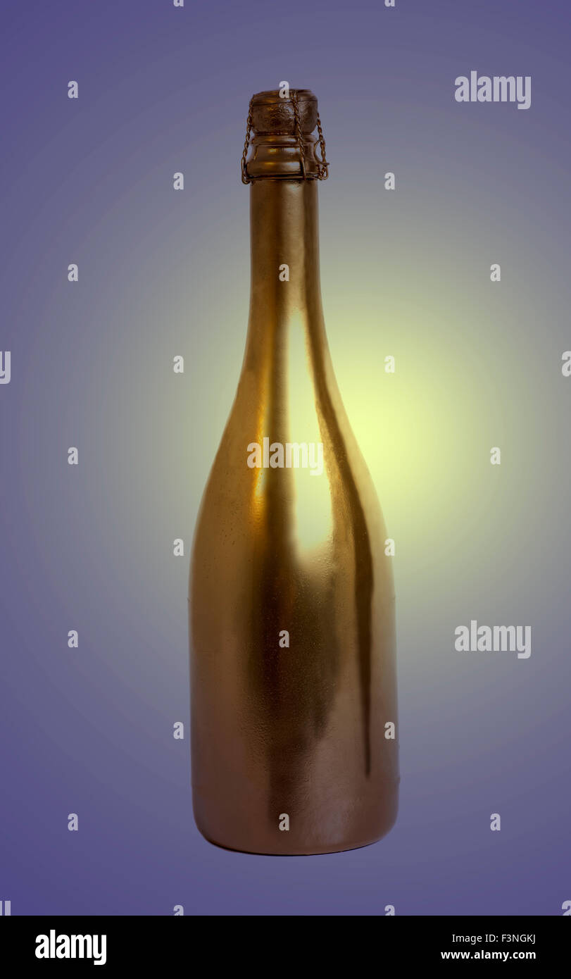 Golden champagne bottle Stock Photo - Alamy