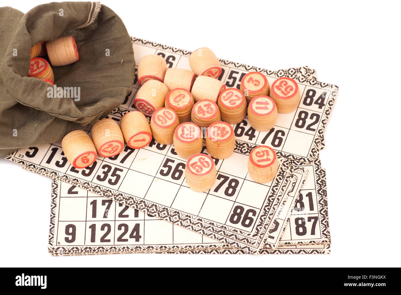 Cards and kegs for Russian lotto (bingo game) isolated on white ...