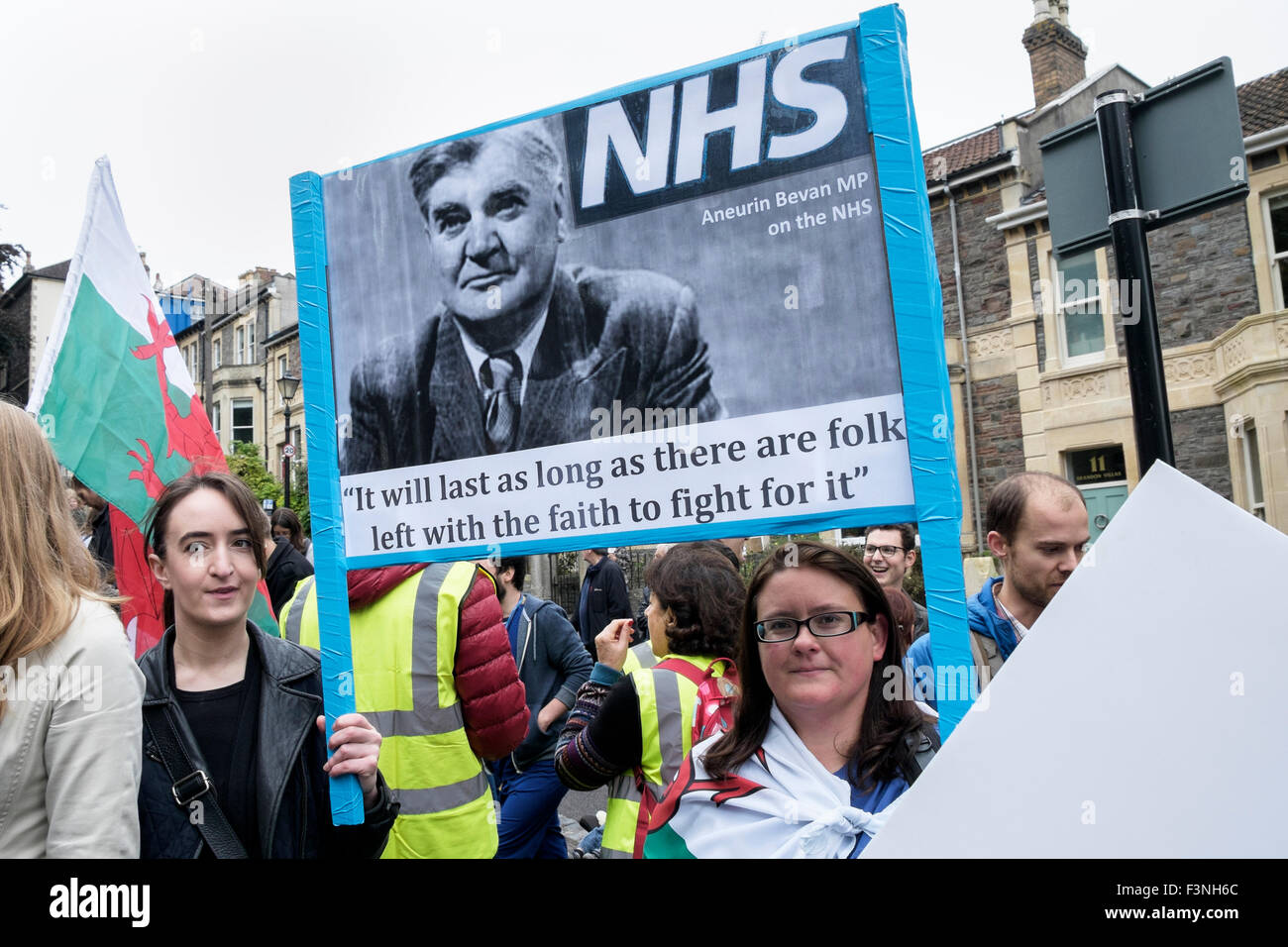 Bristol, UK, 10th October, 2015. NHS staff and members of the public ...