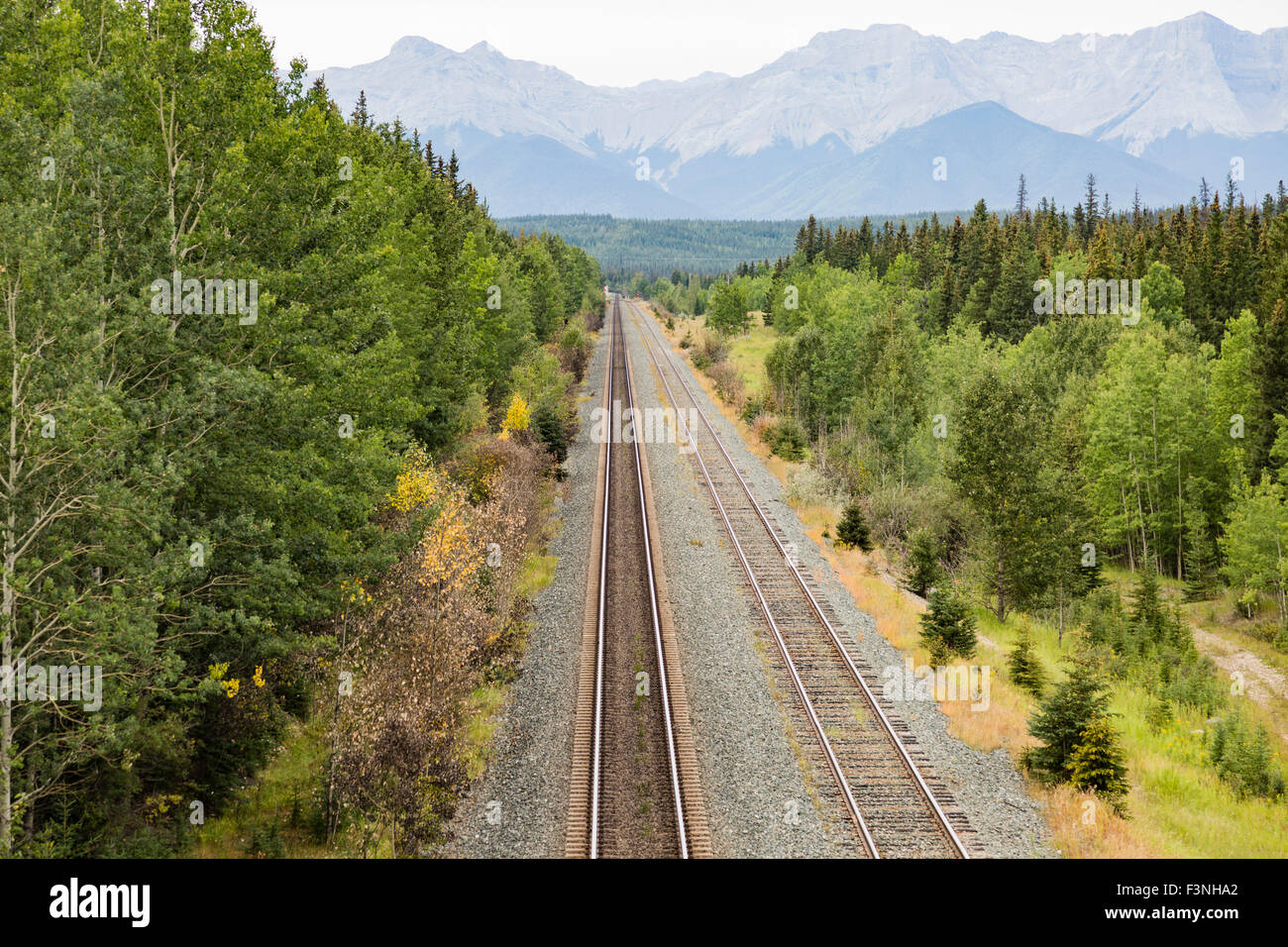 Railway line going through the Rocky Mountains Stock Photo - Alamy