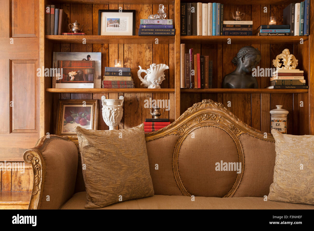 Home Interior Living Room with Library and Bookshelves Stock Photo - Alamy