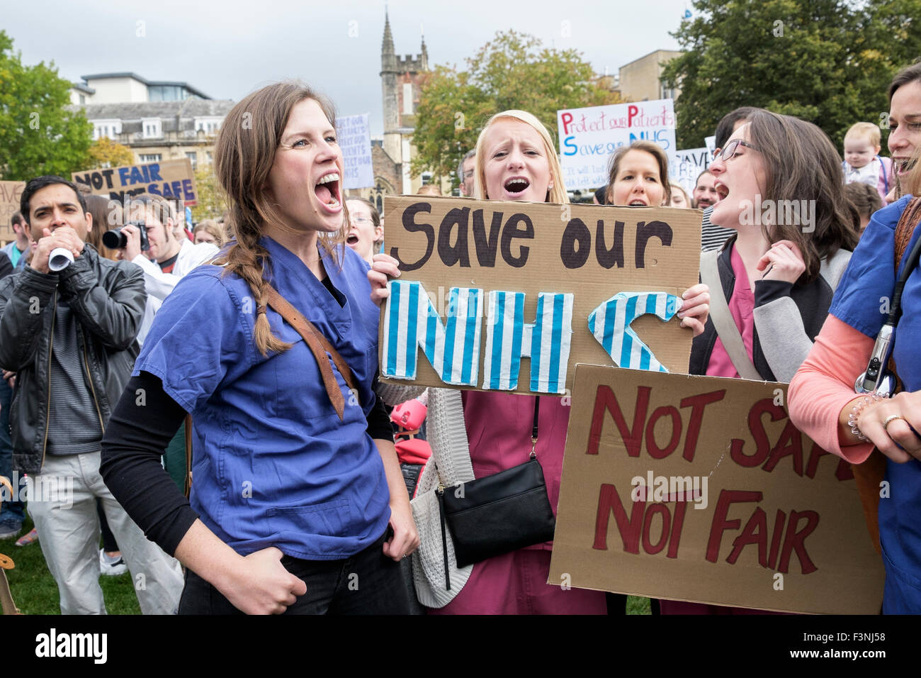 Bristol, UK, 10th October, 2015. NHS staff and members of the public ...