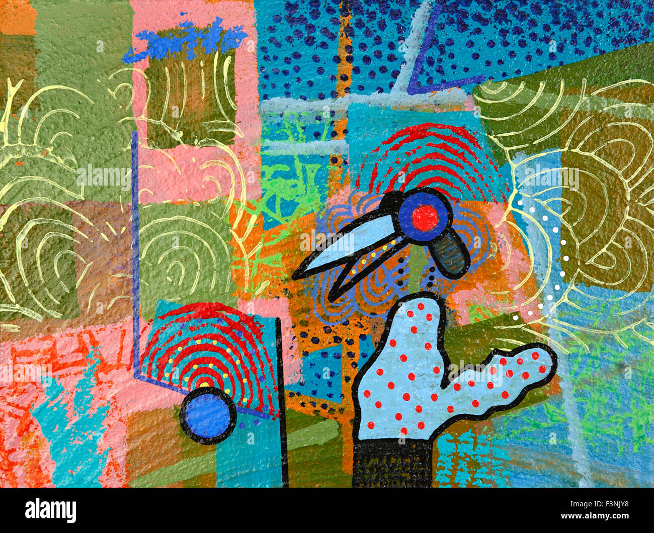 canvas with painting from german artist otmar alt and israeli artist ...