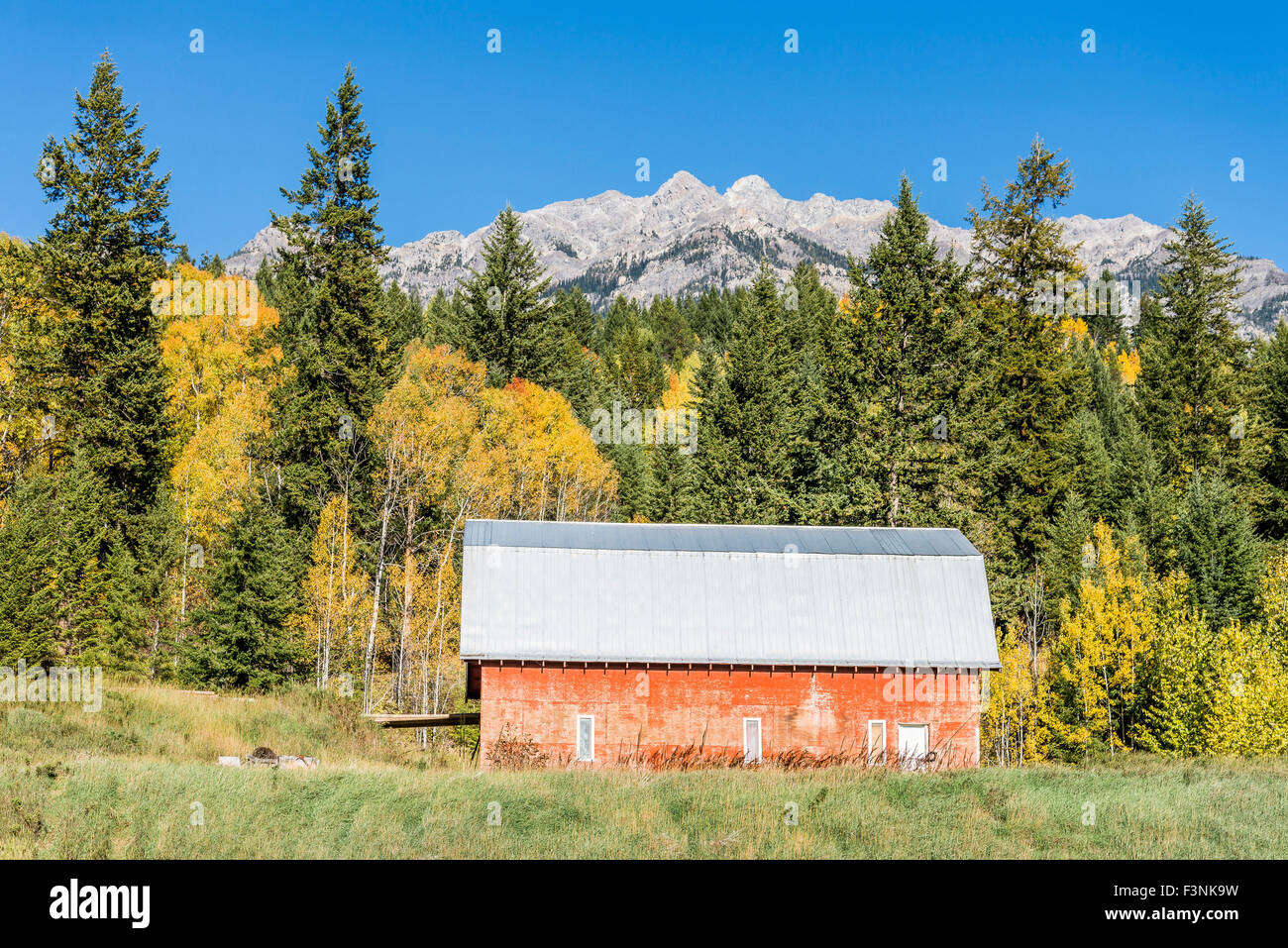Red barn, Columbia Valley, British Columbia, Canada Stock Photo - Alamy