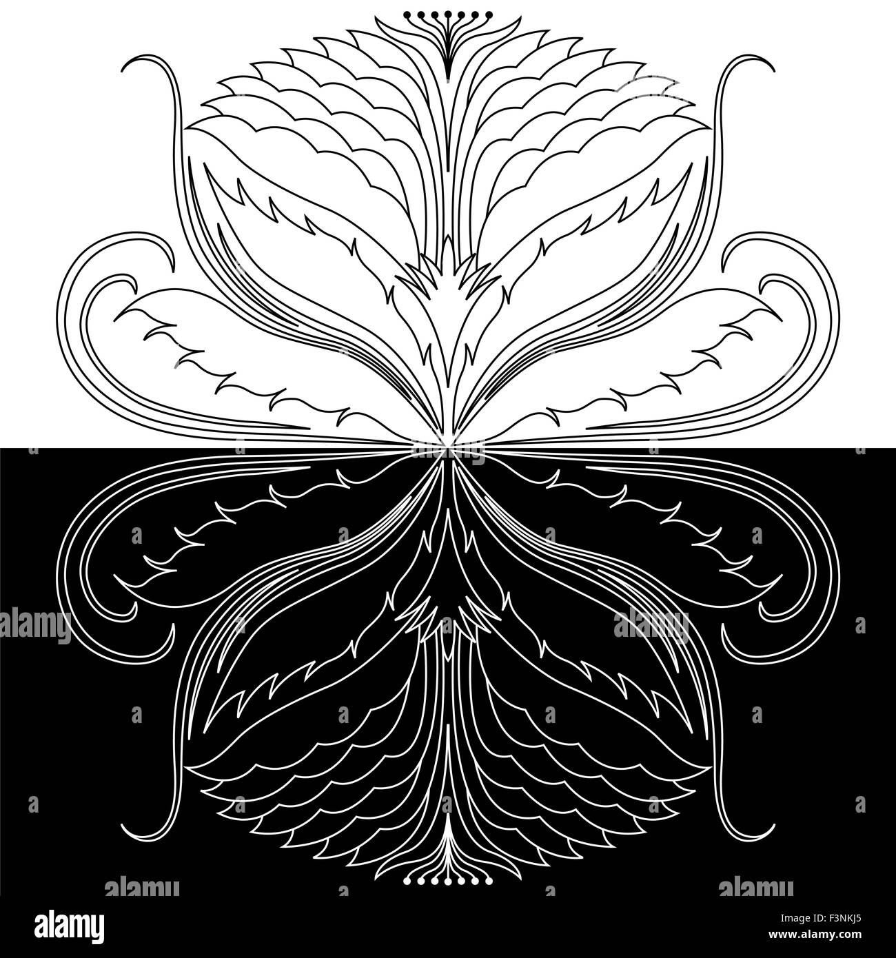 Abstract black and white decorative rosette flowers. Hand drawing ...