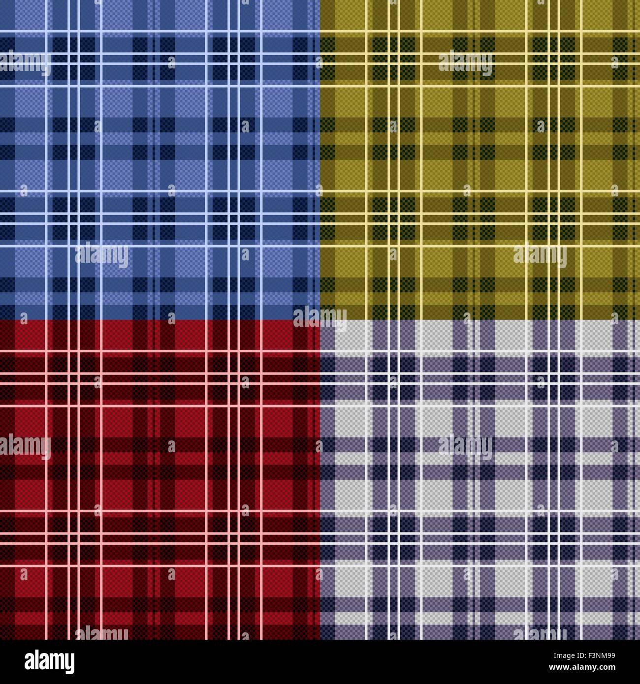 Four seamless checkered vector tartan patterns with various tinctures ...