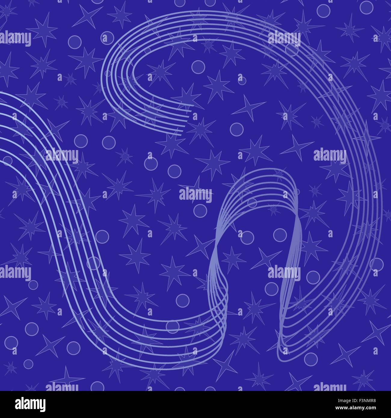 Swirl shape on the background of seamless vector pattern with stars and ...
