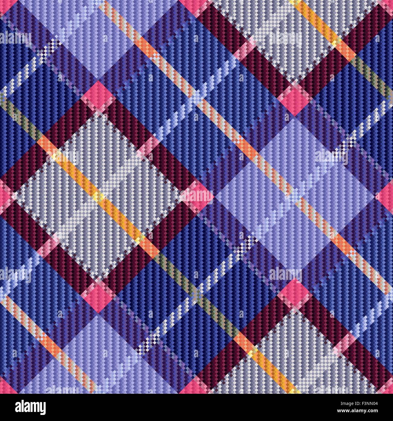 Diagonal seamless colorful checkered vector pattern as a tartan plaid ...