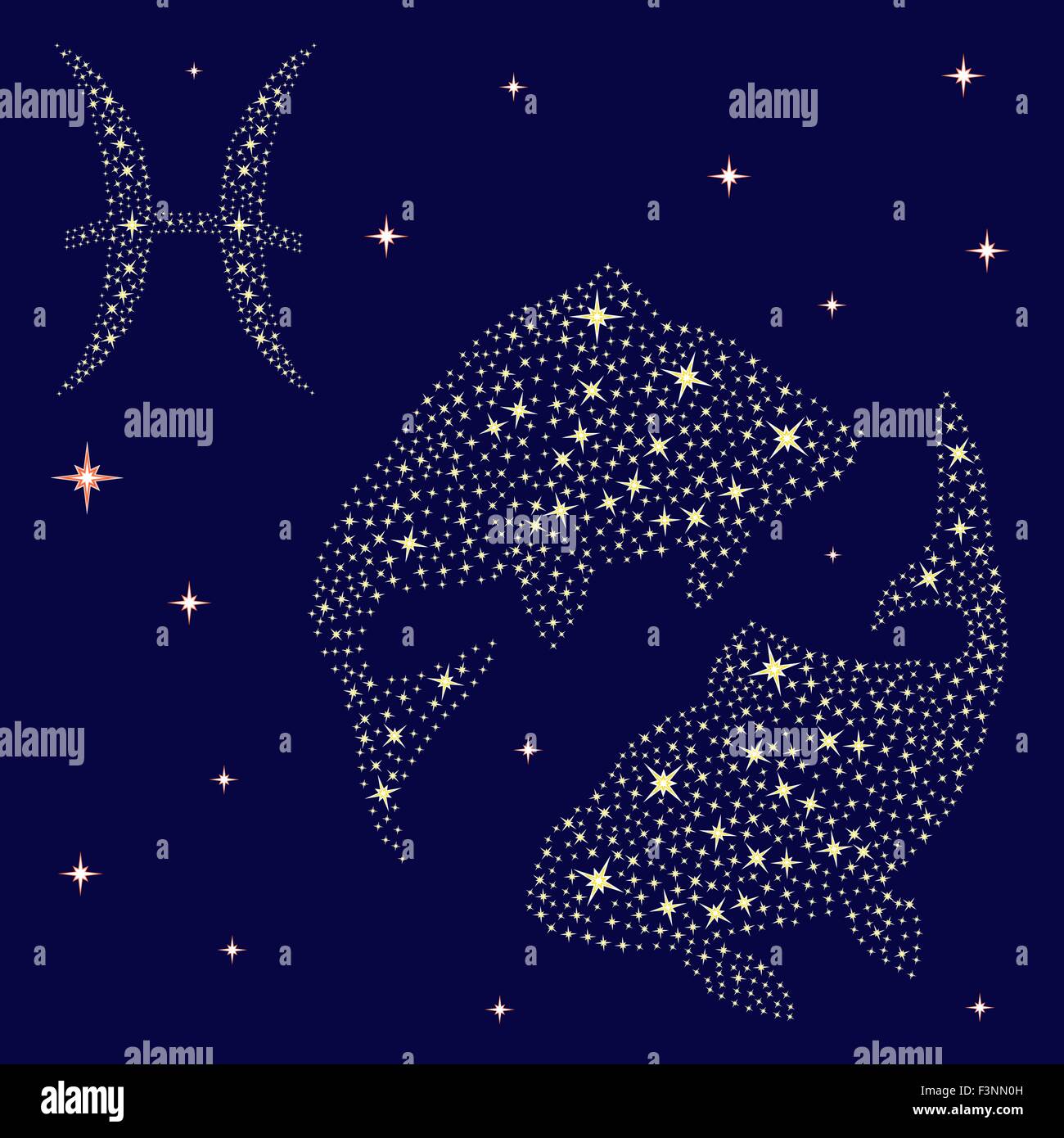 Zodiac sign Pisces on a background of the starry sky, vector ...
