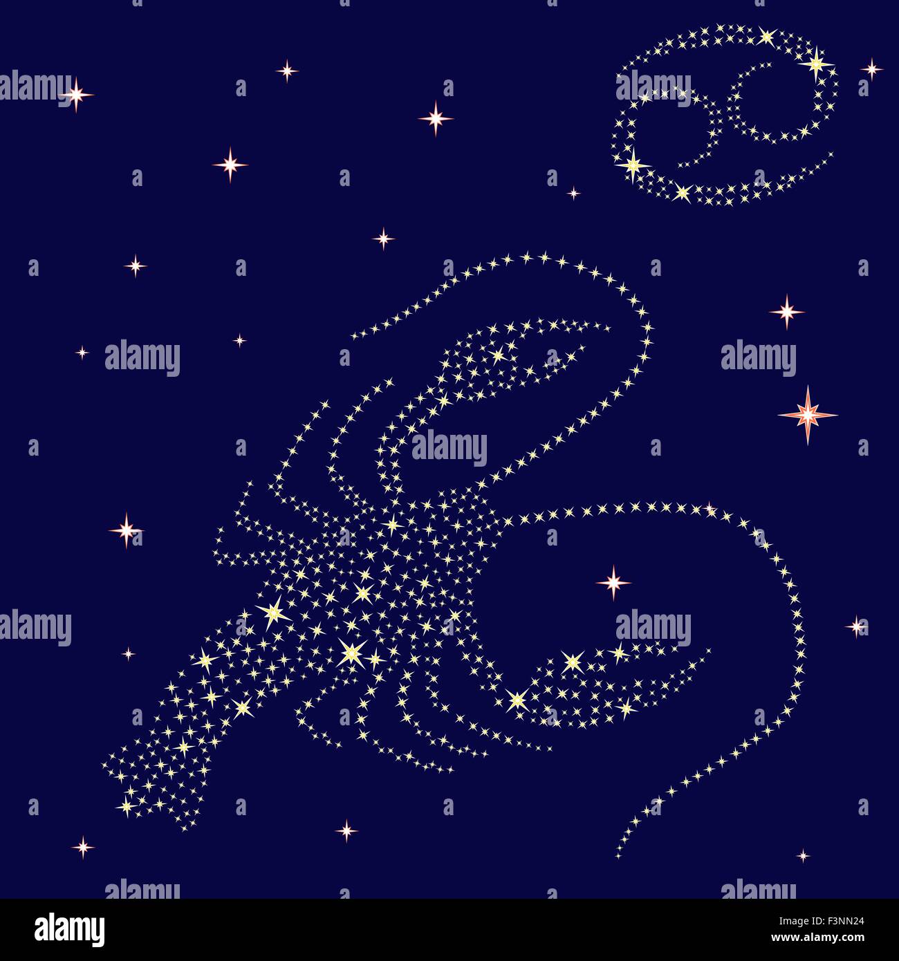 Zodiac Sign Cancer On A Background Of The Starry Sky Vector