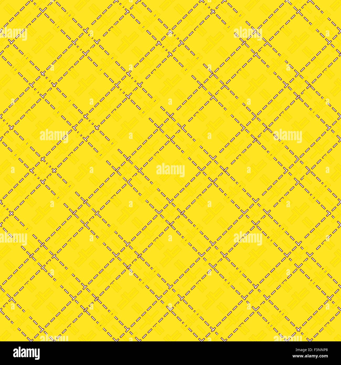 Yellow seamless mesh vector pattern with diagonal dashed lines Stock ...