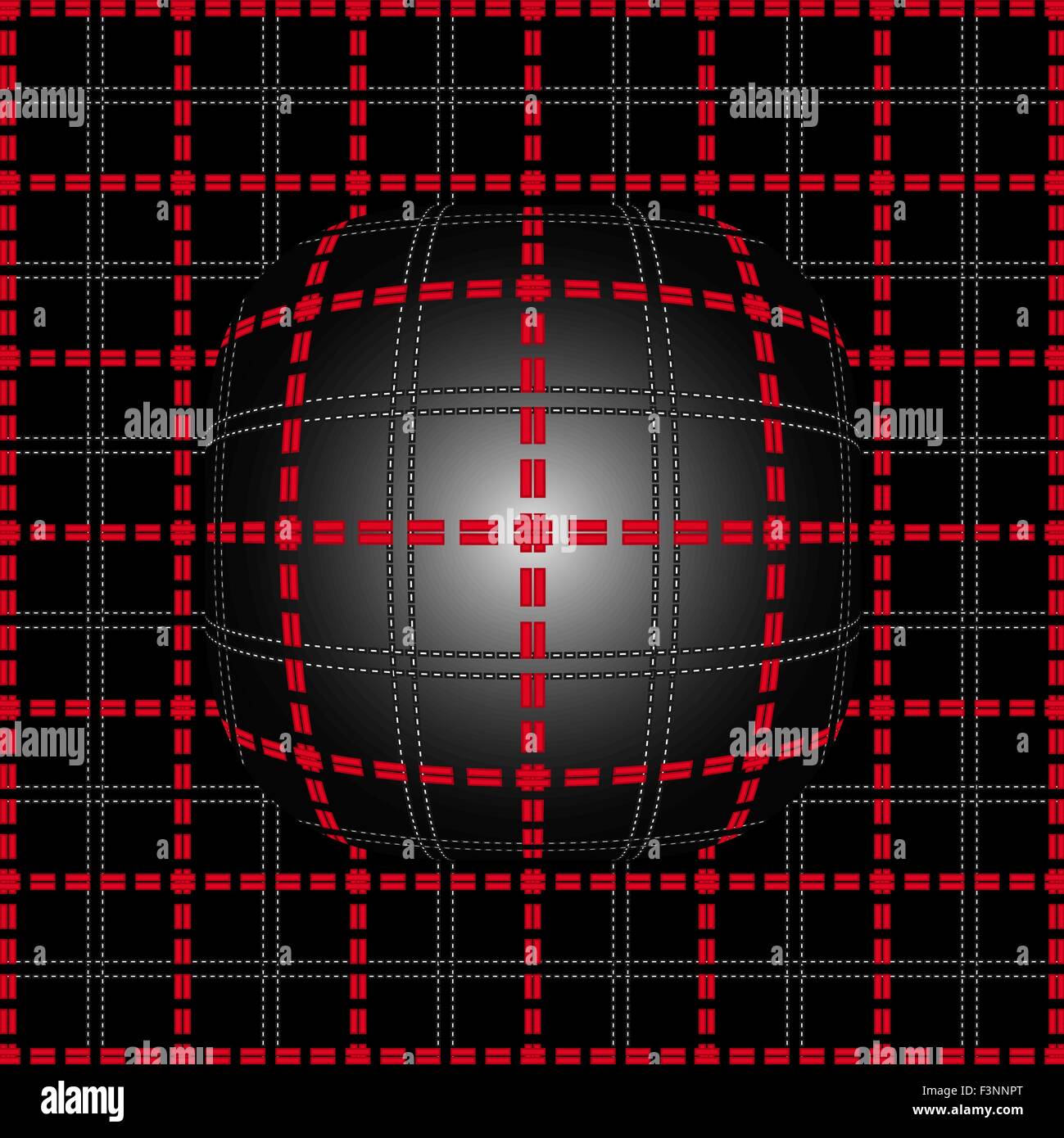 Red grid of double dashed lines on abstract lighting convex background ...