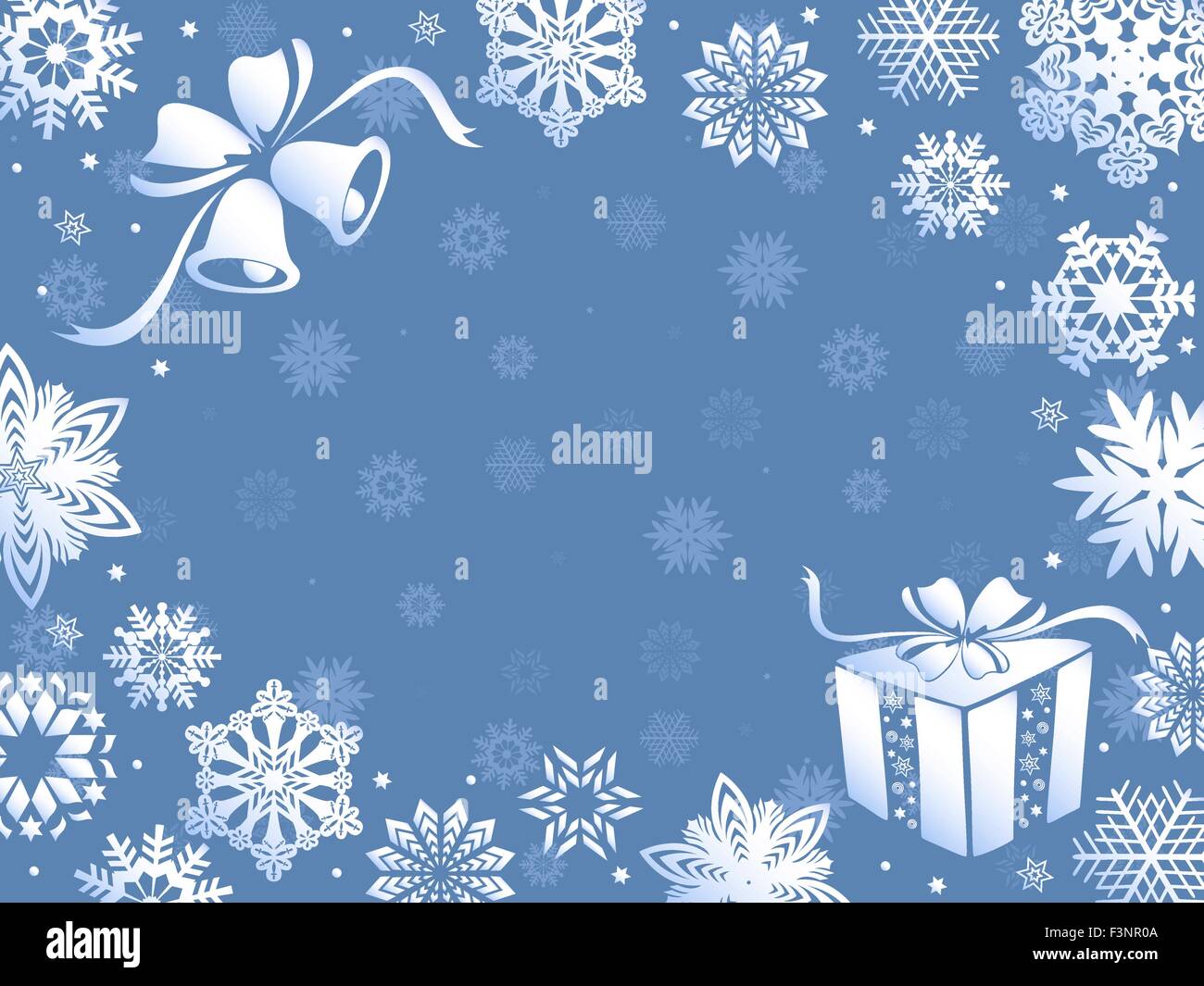 Christmas greeting card made in blue hues, hand drawing vector ...