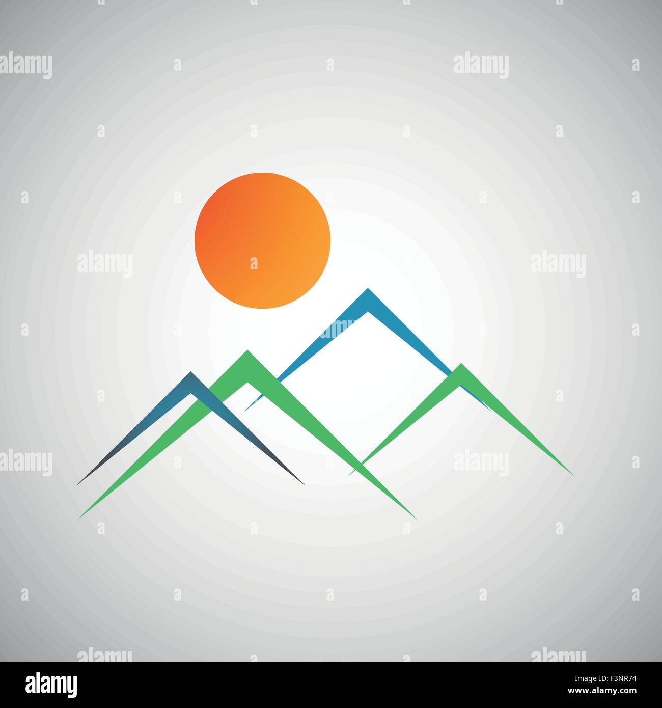 Vector mountains and sun icon Stock Vector Image & Art - Alamy